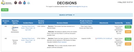 P2. WebEOC Operational Boards - Tasmania State Emergency Service