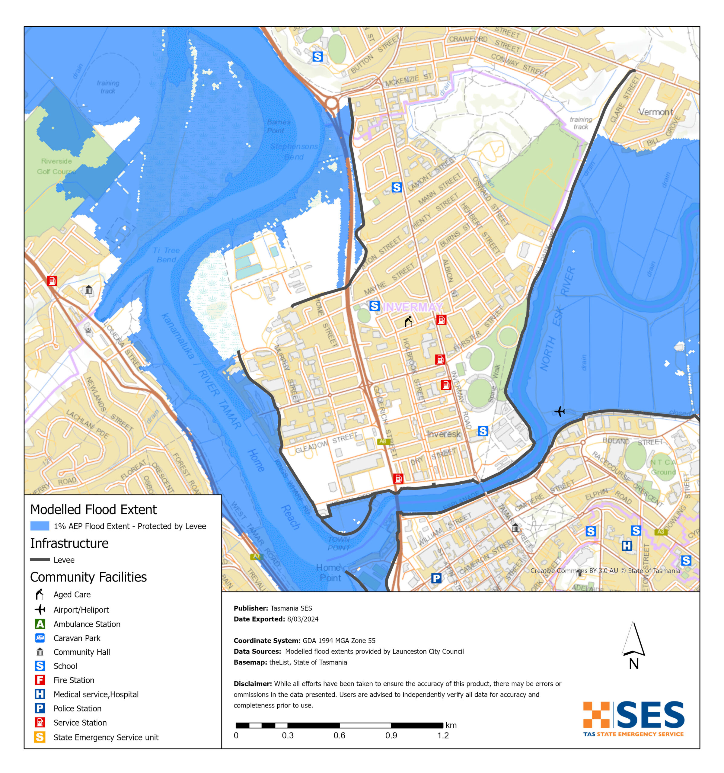 Launceston - Invermay Levee Protected Area flood guide - Tasmania State ...