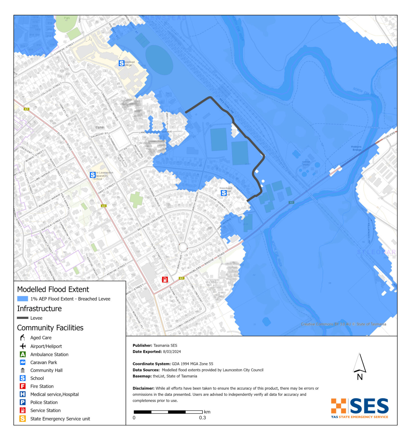 Launceston - Newstead Levee protected area flood guide - Tasmania State ...