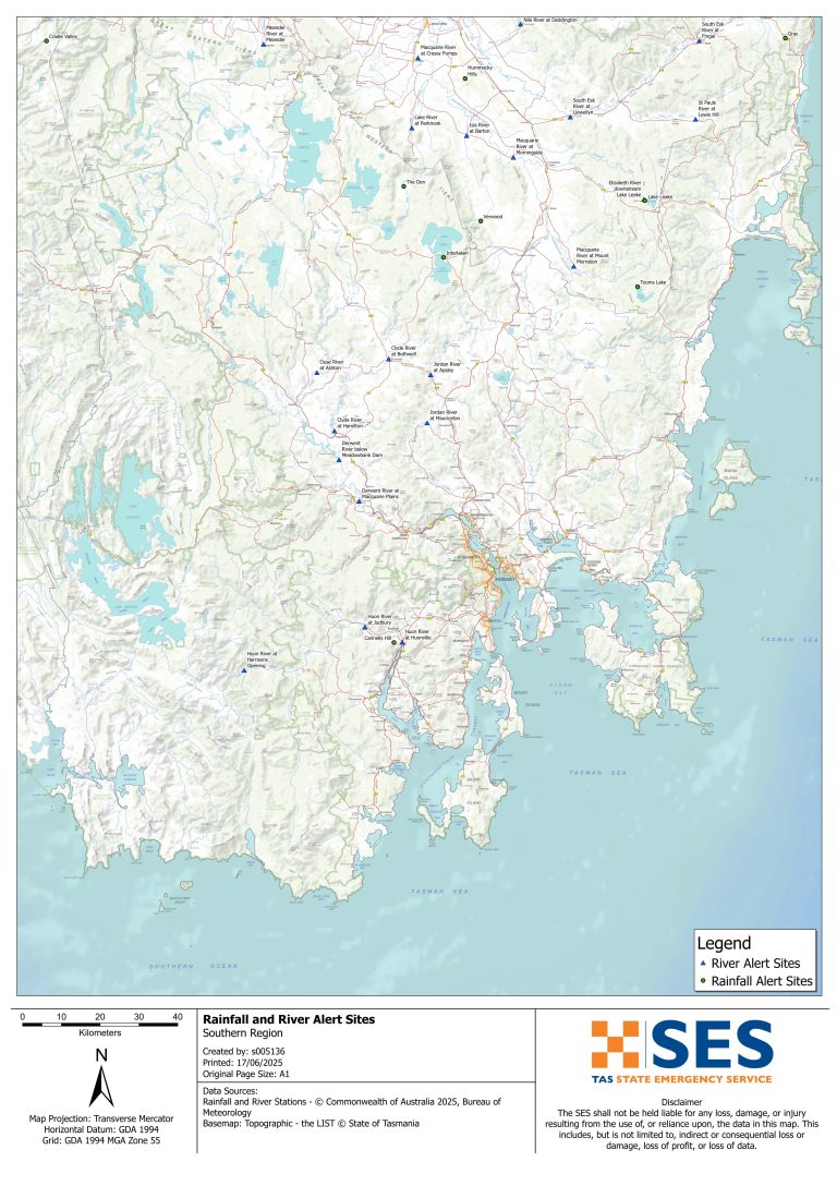 State Emergency Service Rainfall and River Alerts - Tasmania State ...